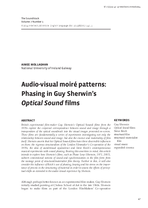 (PDF) Audio-visual moiré patterns: Phasing in Guy Sherwin’s Optical ...