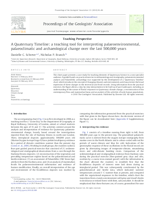 (PDF) A Quaternary Timeline: a teaching tool for interpreting ...