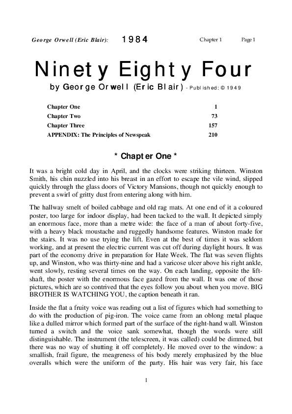 (PDF) Ninety Eighty Four Ninety Eighty Four * Chapter One