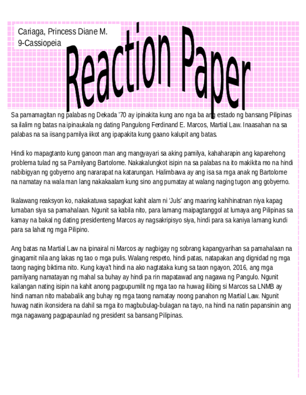(DOC) Reaction-paper