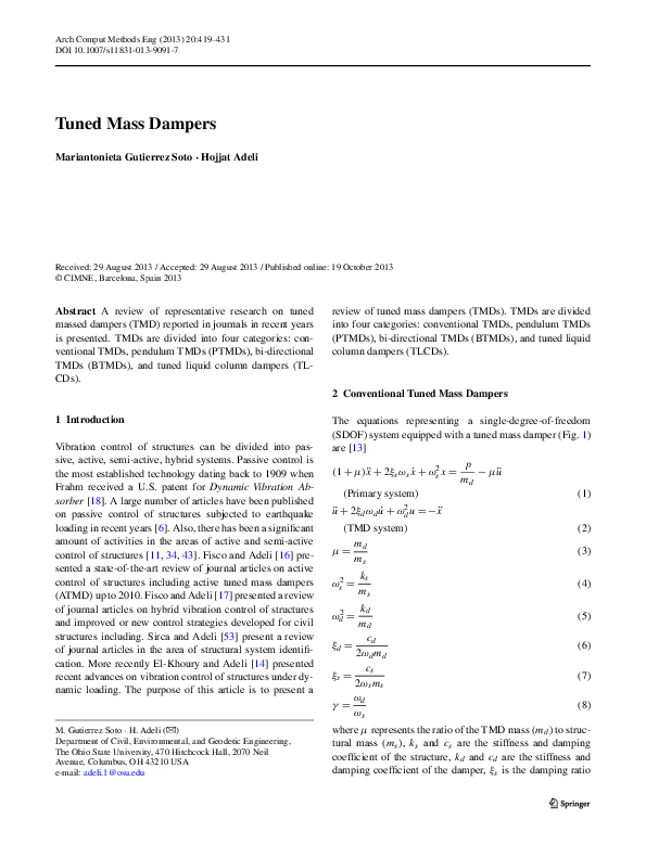 (PDF) Tuned Mass Dampers