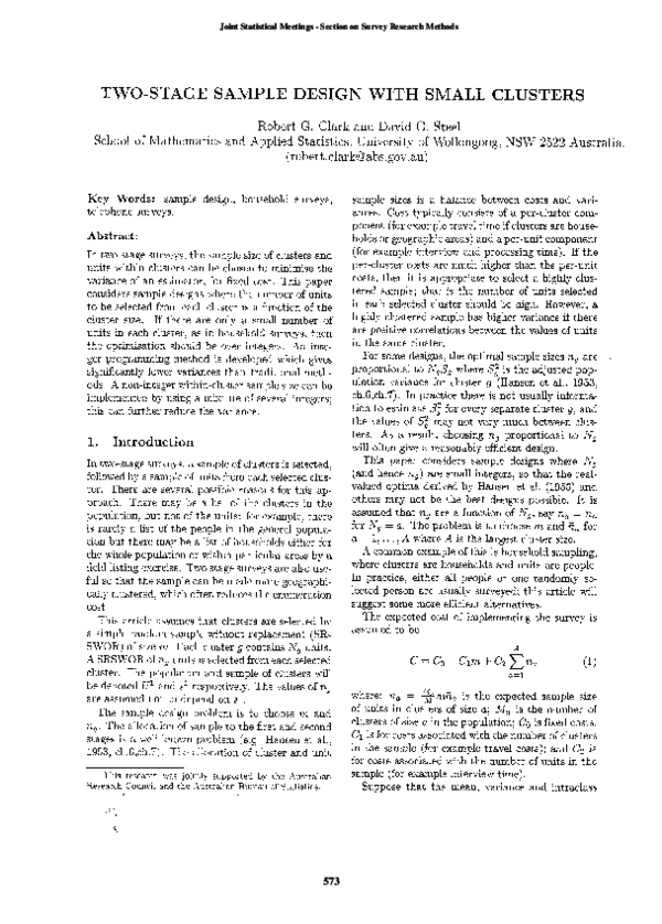 (PDF) Two-stage sample design with small clusters