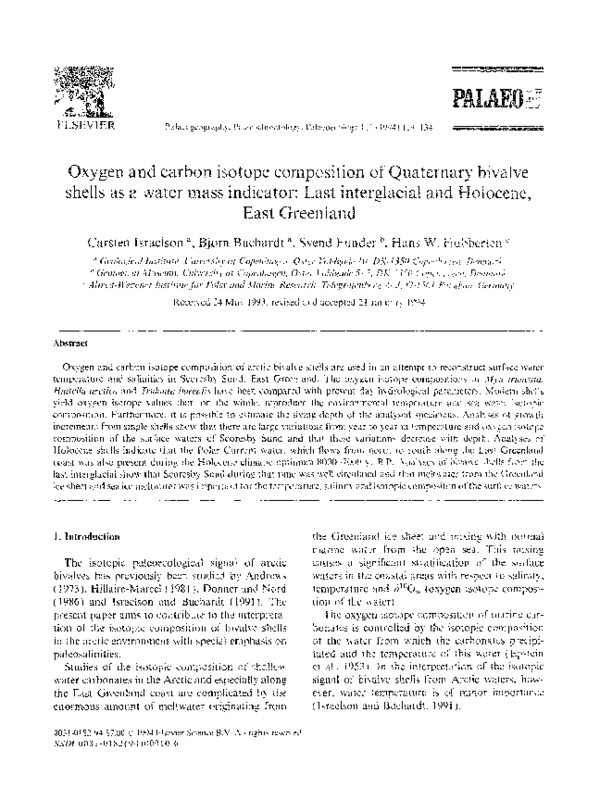 (PDF) Oxygen and carbon isotope composition of Quaternary bivalve shells as a water mass ...