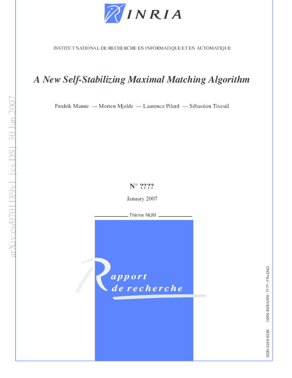 (PDF) A New Self-Stabilizing Maximal Matching Algorithm