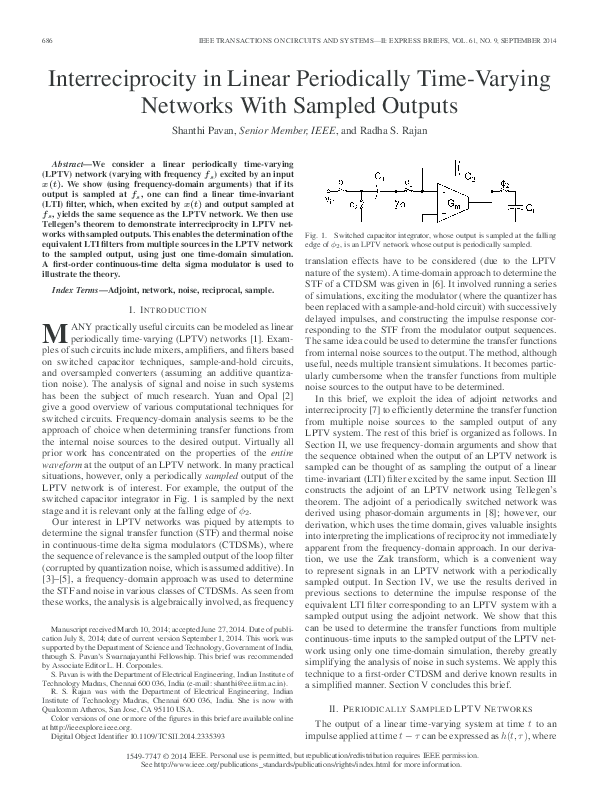 Pdf Interreciprocity In Linear Periodically Time Varying Networks