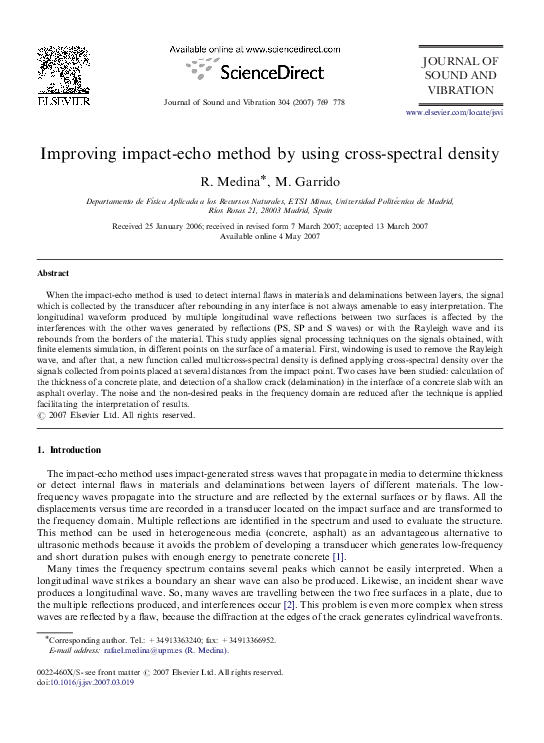 (PDF) Improving impact-echo method by using cross-spectral density
