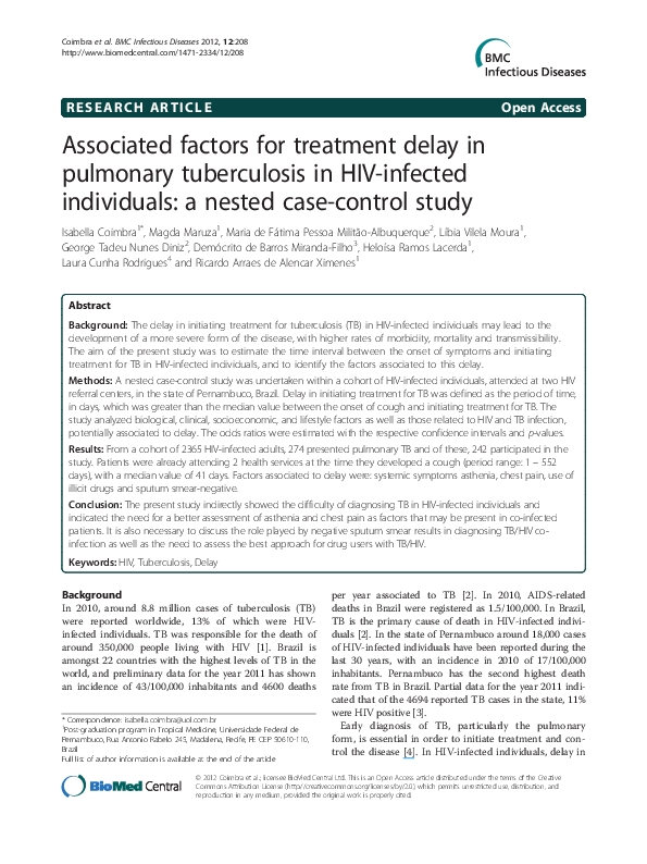 (PDF) Associated factors for treatment delay in pulmonary tuberculosis ...