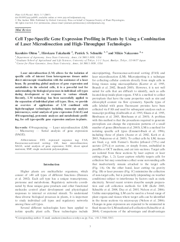 (PDF) Cell Type-Specific Gene Expression Profiling in Plants by Using a ...