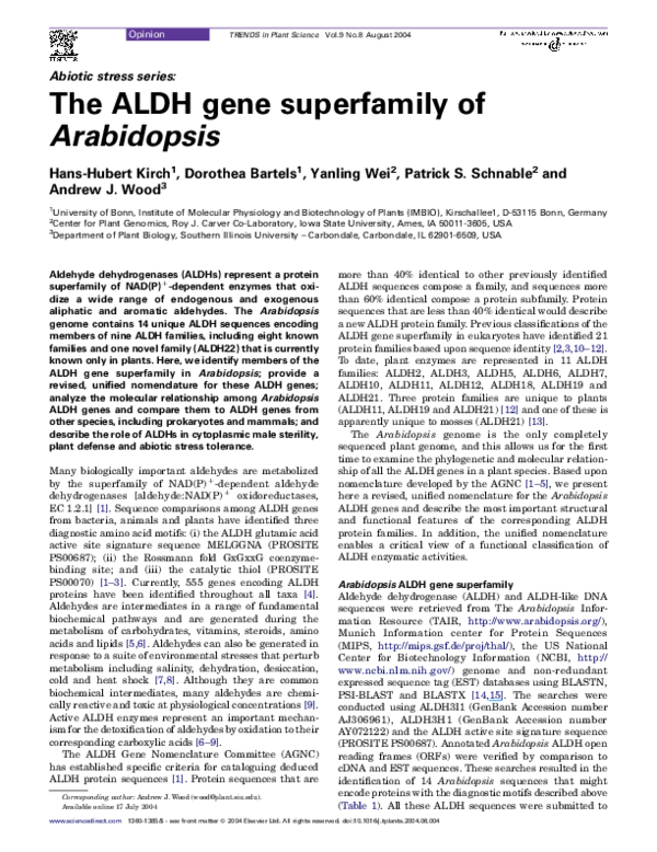 (PDF) The ALDH gene superfamily of Arabidopsis