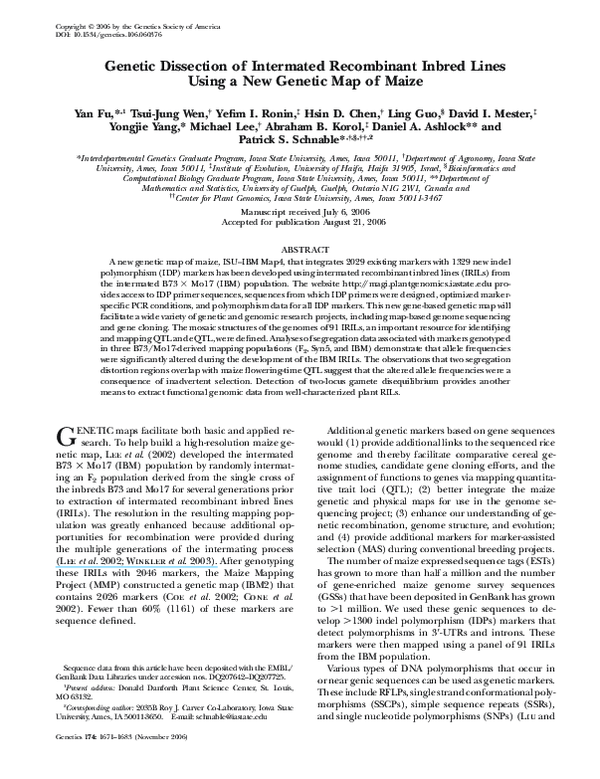 Pdf Genetic Dissection Of Intermated Recombinant Inbred Lines Using A New Genetic Map Of Maize
