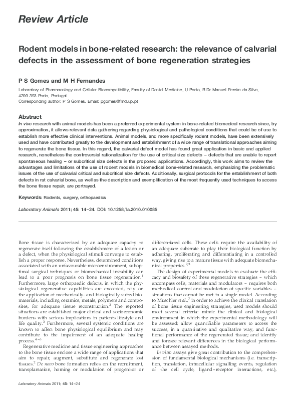 (PDF) Rodent models in bone-related research: the relevance of ...