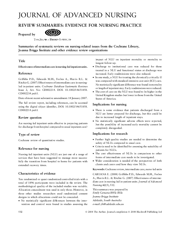 (PDF) The effectiveness of intermediate care in a nursing-led in ...