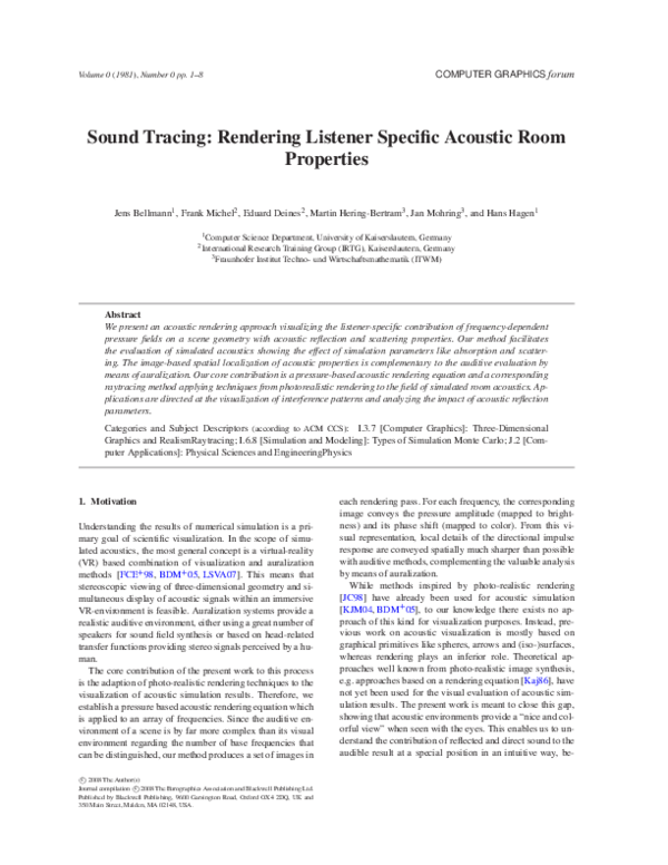 (PDF) Sound Tracing: Rendering Listener Specific Acoustic Room Properties