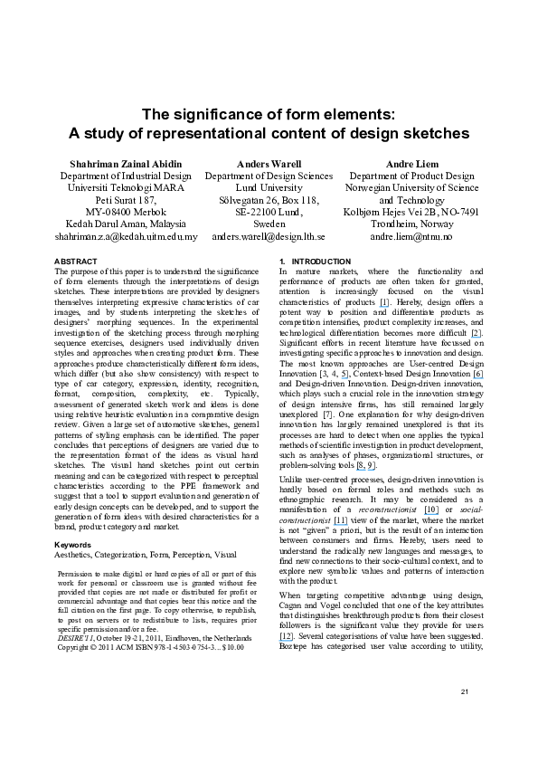 (PDF) The significance of form elements: a study of representational ...