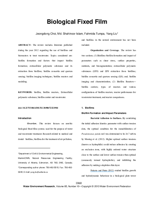 (PDF) Biological Fixed Film