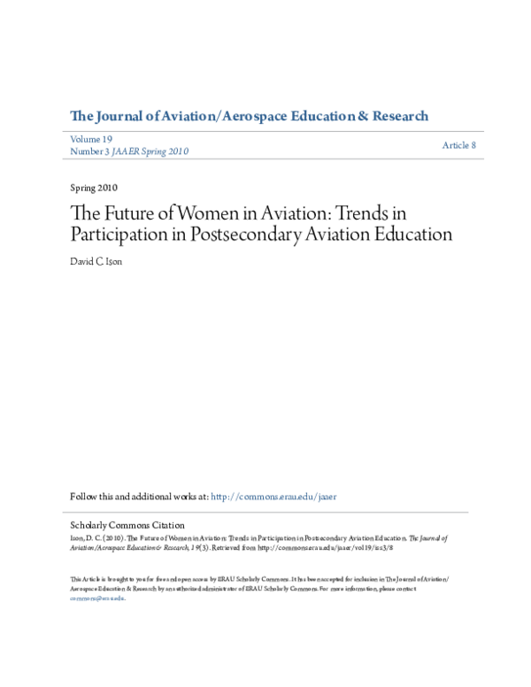 (PDF) The Future of Women in Aviation: Trends in Participation in ...