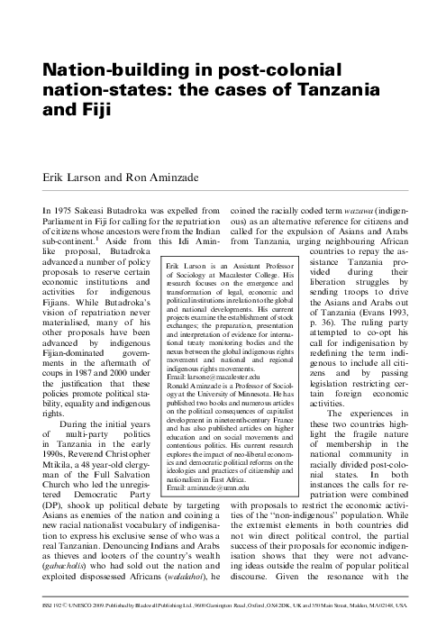 (PDF) Nation-building in post-colonial nation-states: the cases of ...