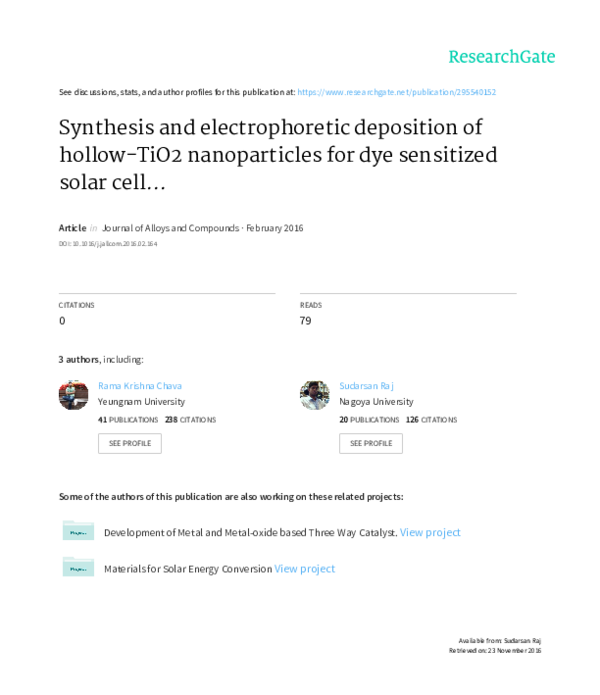 (PDF) Synthesis and electrophoretic deposition of hollow-TiO2 ...