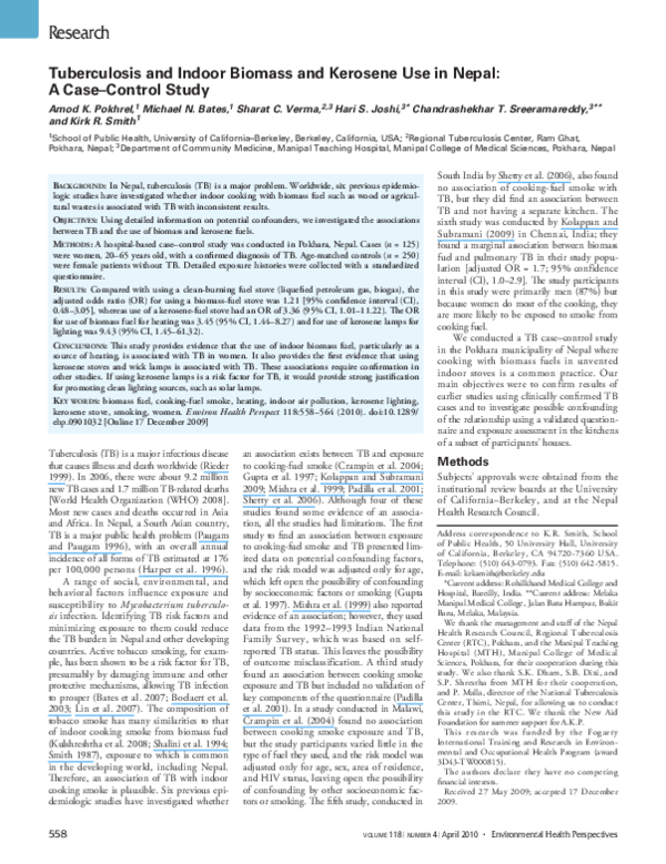 (PDF) Kerosene and Biomass Fuels May Be Risk Factors for Pulmonary Tuberculosis in Developing ...