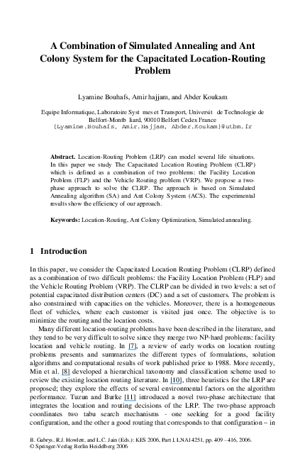 Pdf A Combination Of Simulated Annealing And Ant Colony System For