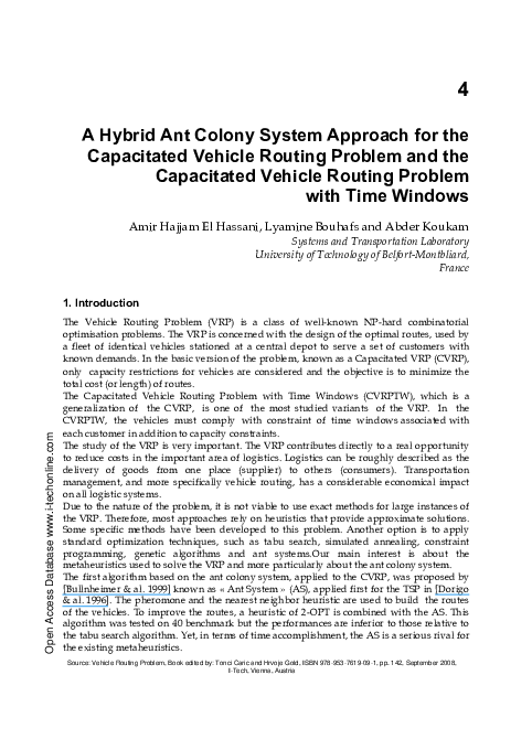 (PDF) A Hybrid Ant Colony System Approach for the Capacitated Vehicle Routing Problem