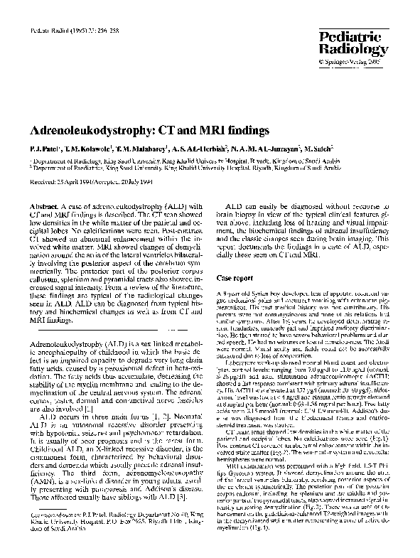 (PDF) Adrenoleukodystrophy: CT and MRI findings