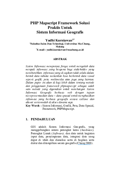 (PDF) PHP Mapscript Framework Solusi Praktis Untuk Sistem Informasi Geografis