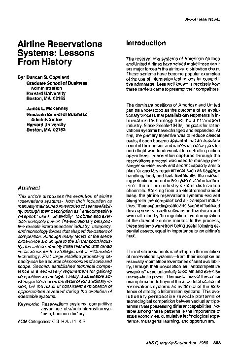 (PDF) Airline Reservations Systems: Lessons from History