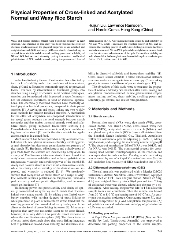 (PDF) Physical Properties of Cross-linked and Acetylated Normal and ...