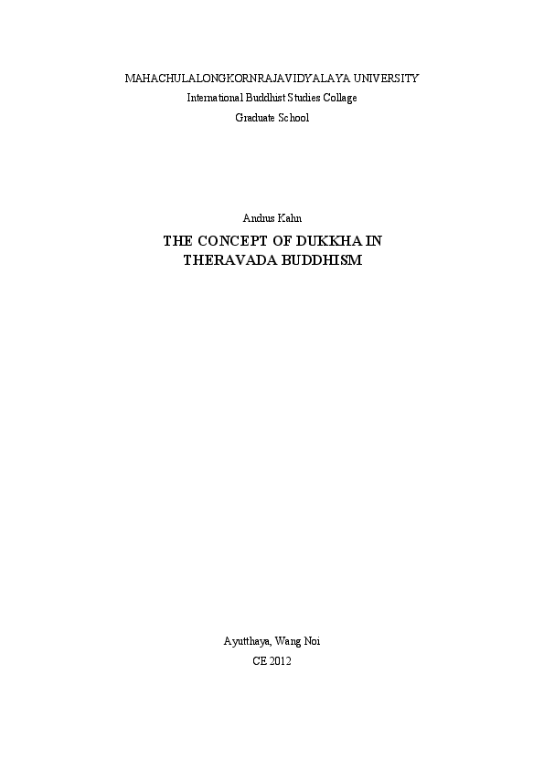 (PDF) THE CONCEPT OF DUKKHA IN THERAVADA BUDDHISM