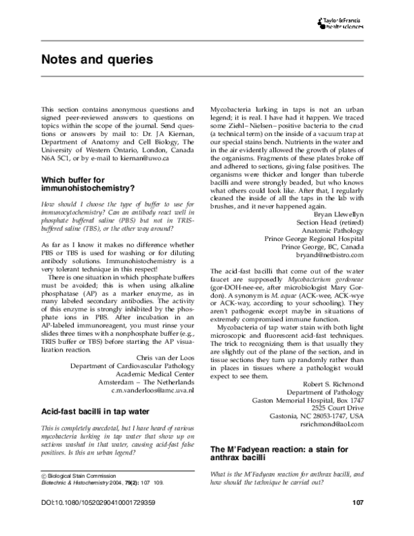 (PDF) The M'Fadyean reaction: a stain for anthrax bacilli