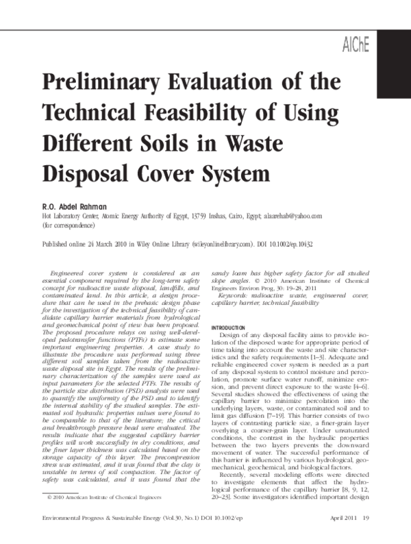 (PDF) Preliminary evaluation of the technical feasibility of using ...
