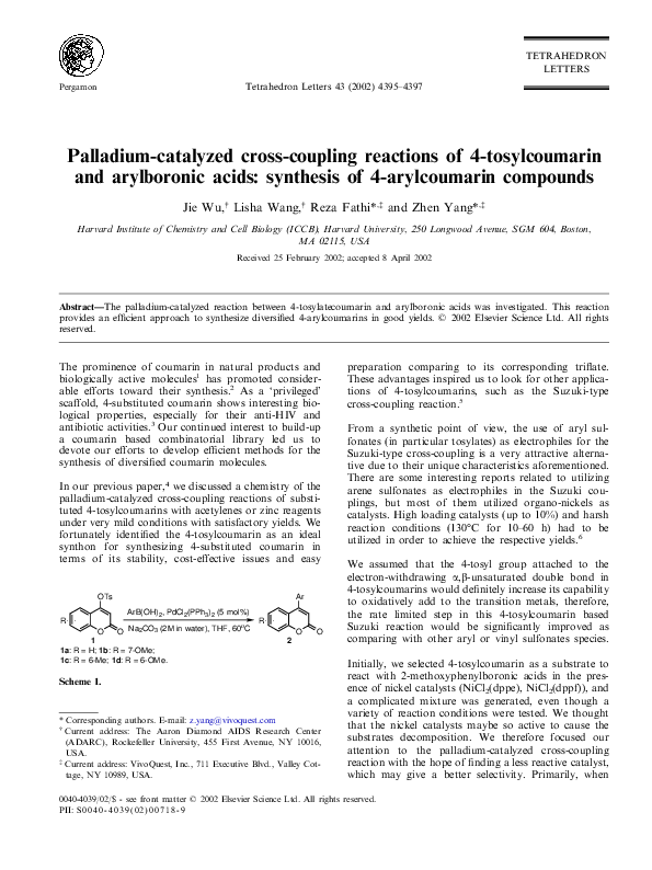 (PDF) Palladium catalyzed cross-coupling reactions for phosphorus ...