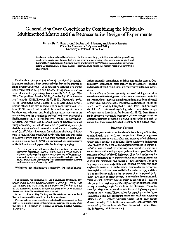 (PDF) Generalizing over conditions by combining the multitrait ...
