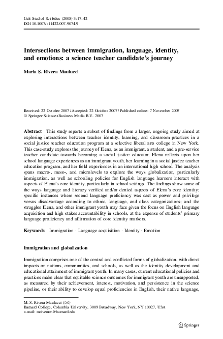 (PDF) Intersections between immigration, language, identity, and ...