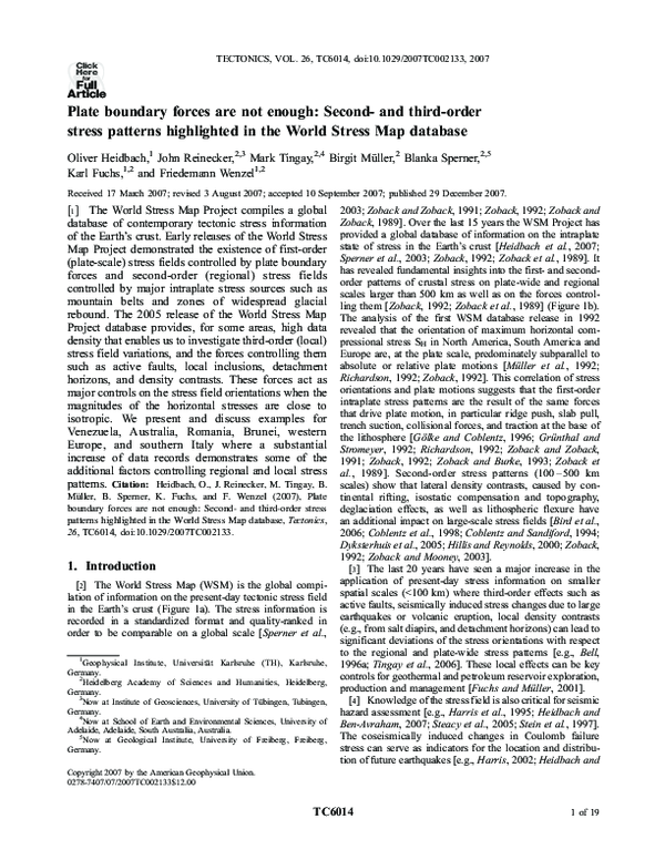 (PDF) Global variability of crustal stress pattern deduced from the ...