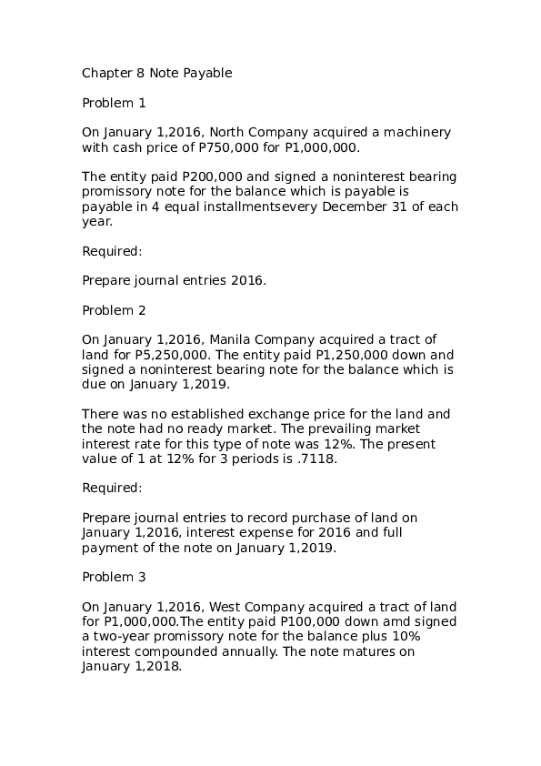 (DOC) Chapter 8 Note Payable Problem 1