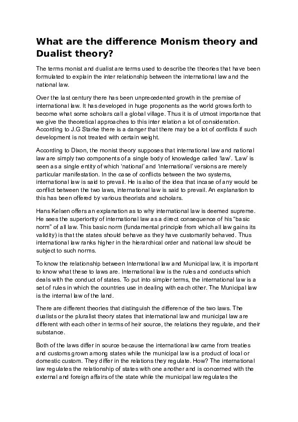 (DOC) monism and dualism theories