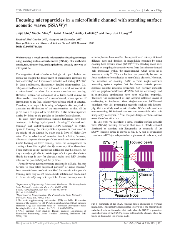 (PDF) Focusing microparticles in a microfluidic channel with ferrofluids