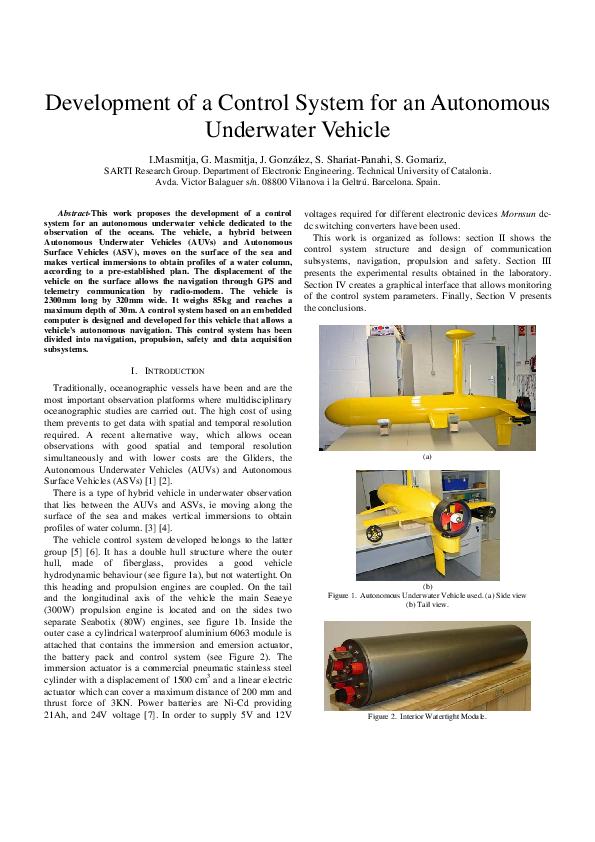 (PDF) Development of a control system for an Autonomous Underwater Vehicle