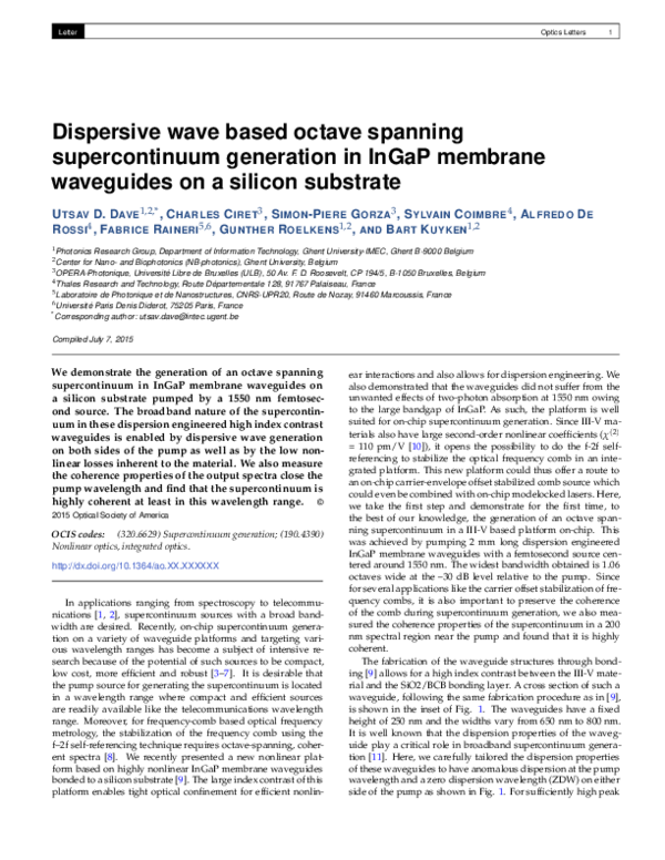 (PDF) Supercontinuum generation in dispersion-managed tapered-rib ...