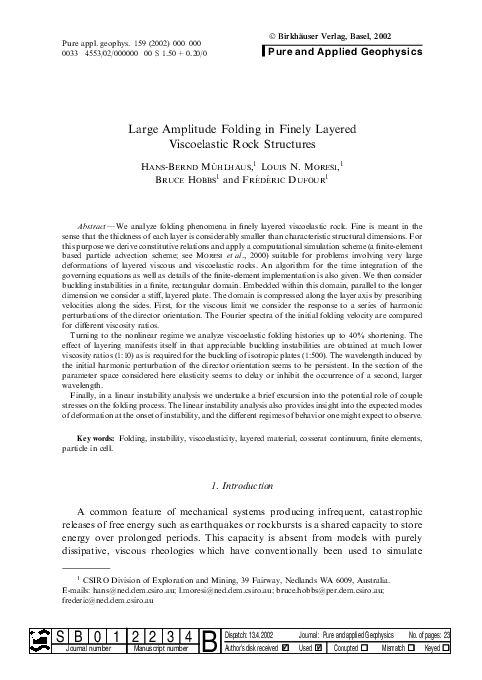 (PDF) Large Amplitude Folding in Finely Layered Viscoelastic Rock Structures