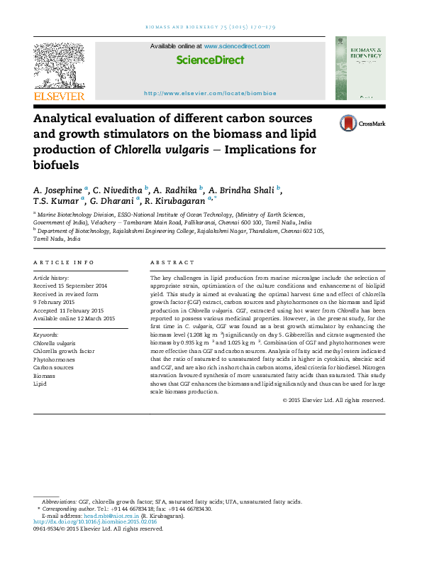 Analytical evaluation of different carbon sources and growth ... Analytical evaluation of different carbon sources and growth ...