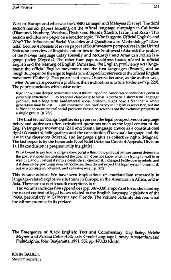 (PDF) The emergence of Black English: Text and commentary