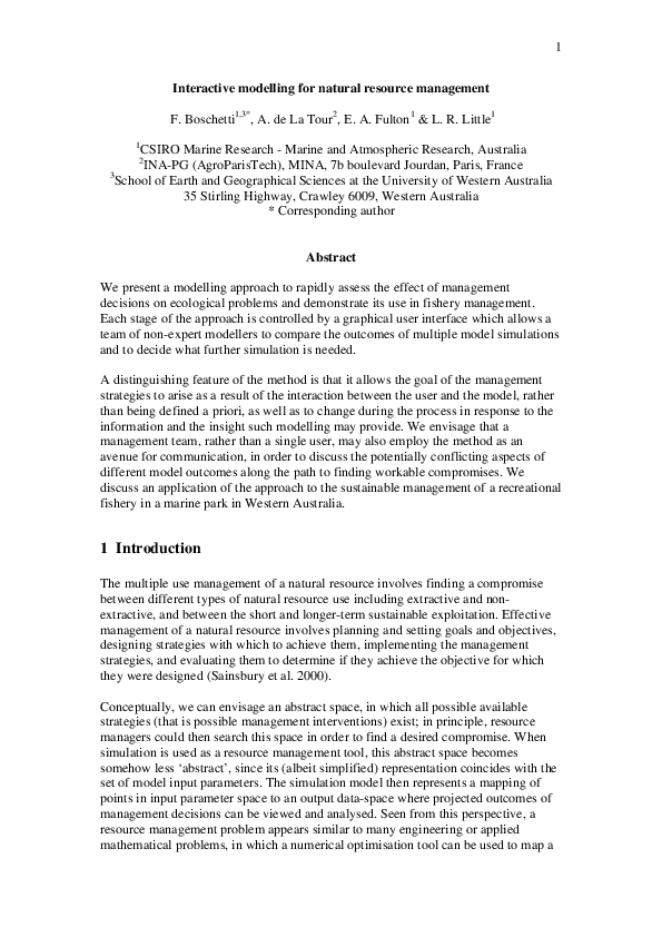 (PDF) Interactive modelling for natural resource management
