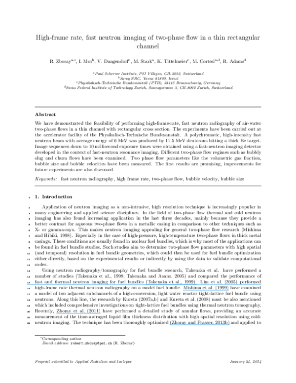 (PDF) High-frame rate, fast neutron imaging of two-phase flow in a thin ...