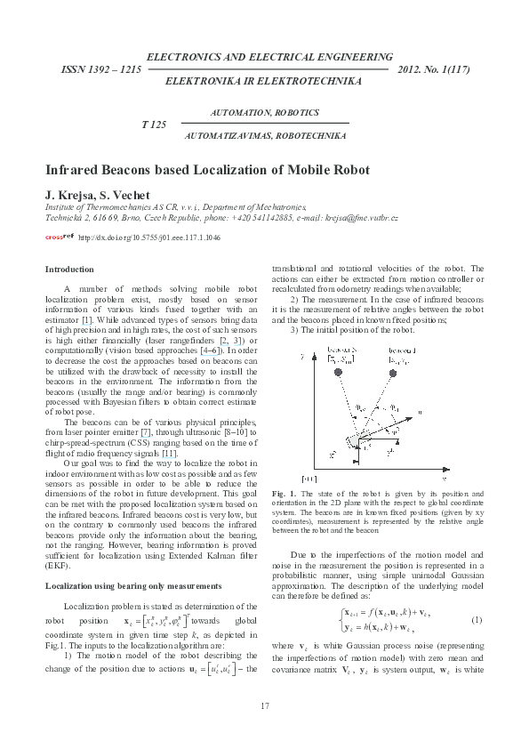 (PDF) Infrared Beacons based Localization of Mobile Robot