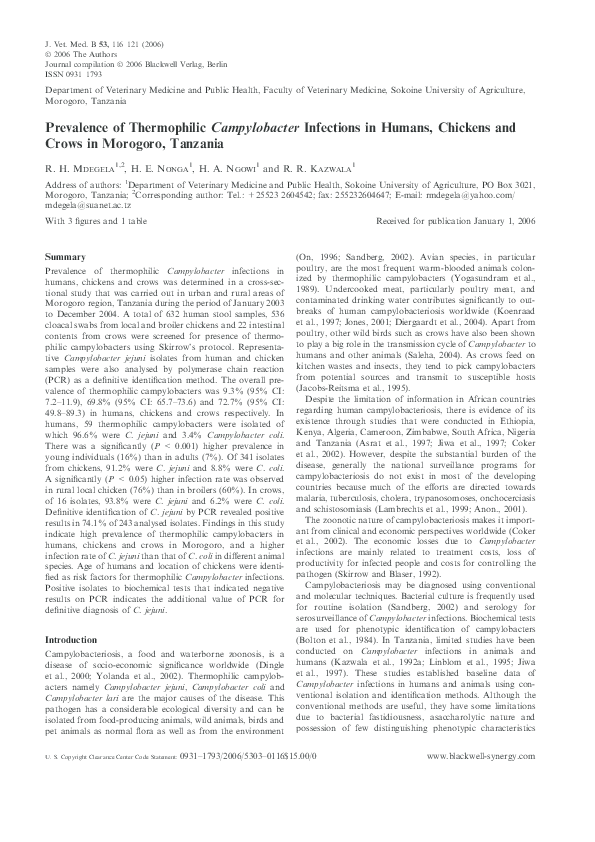 (PDF) Prevalence of Thermophilic Campylobacter Infections in Humans ...