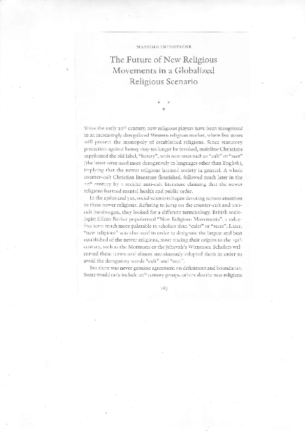 (PDF) The Future of New Religious Movements in a Globalized Religious ...
