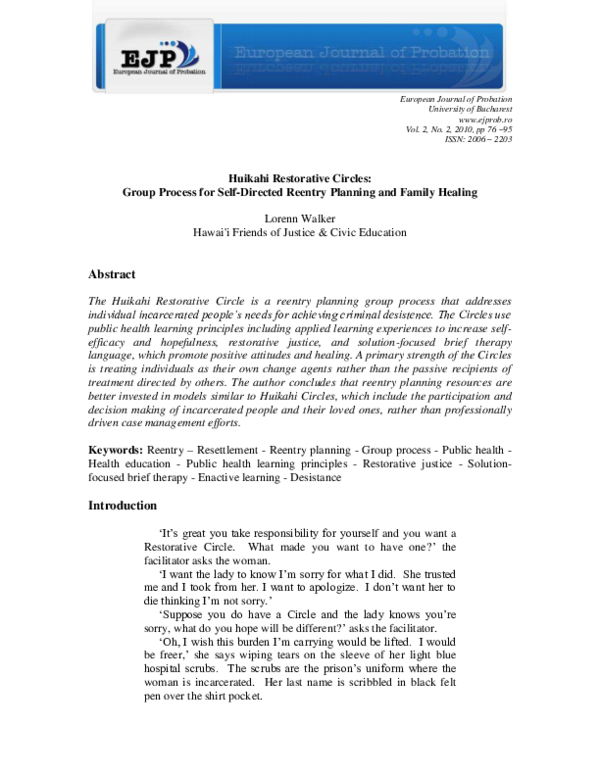 (PDF) Huikahi Restorative Circles: Group Process for Self-Directed ...